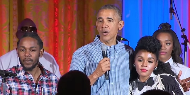 President Obama, Kendrick Lamar, and Janelle Monáe Sing Malia Obama ...